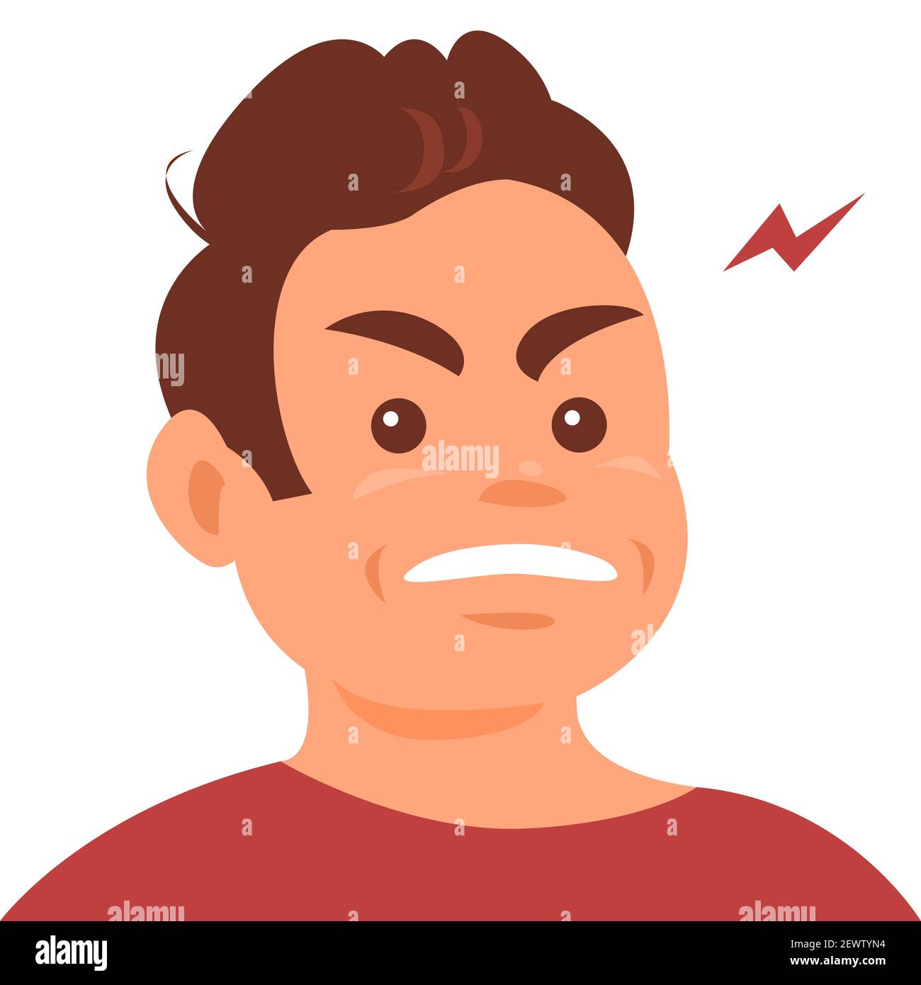 Portrait of a young man with an angry expression on his face. Vector ...