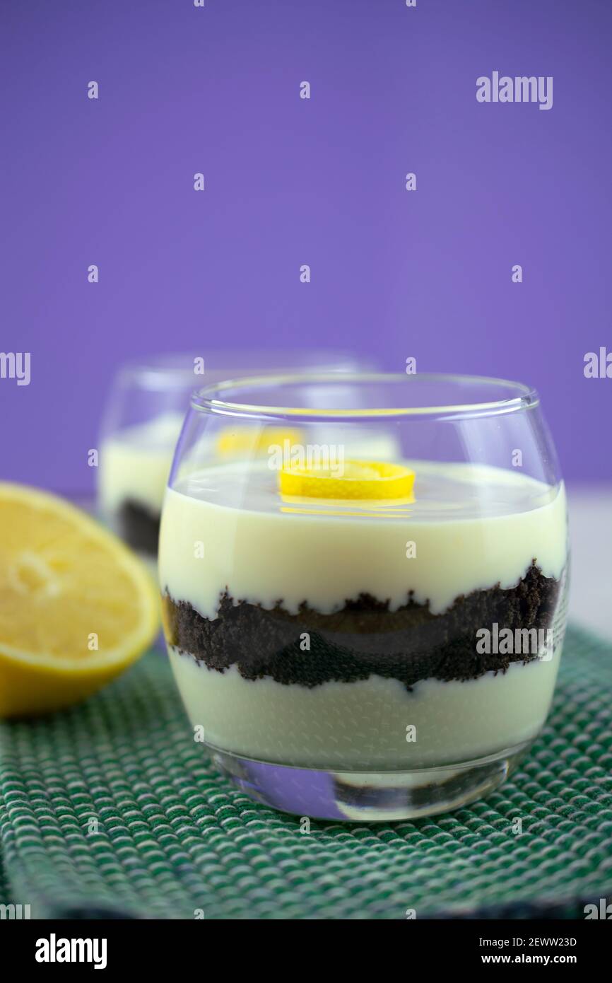 Sicilian lemon cream and cookies verrine Stock Photo - Alamy