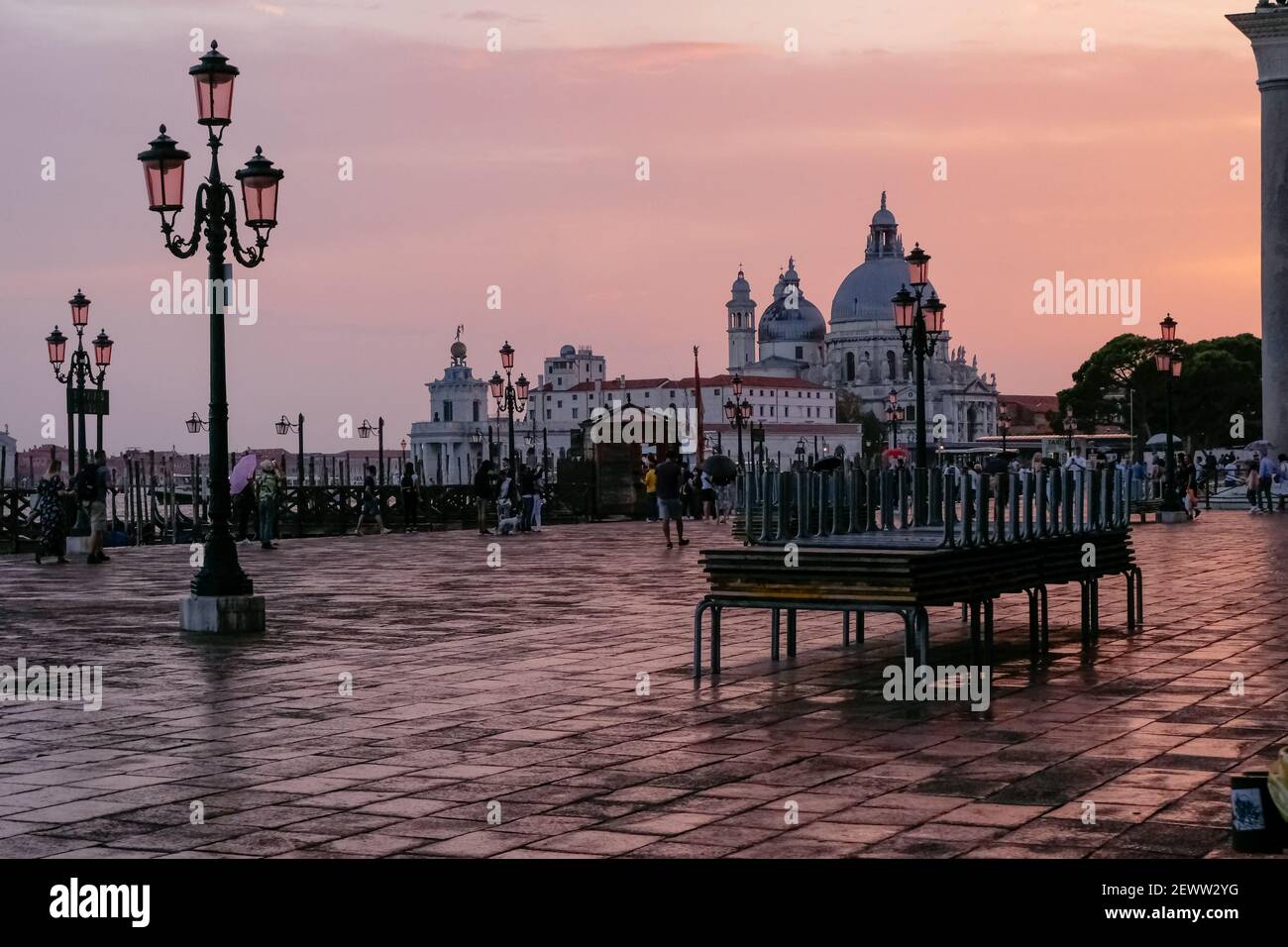 Piazza San Marco at a Beautiful Colorful Sunset with Orange and Pink ...