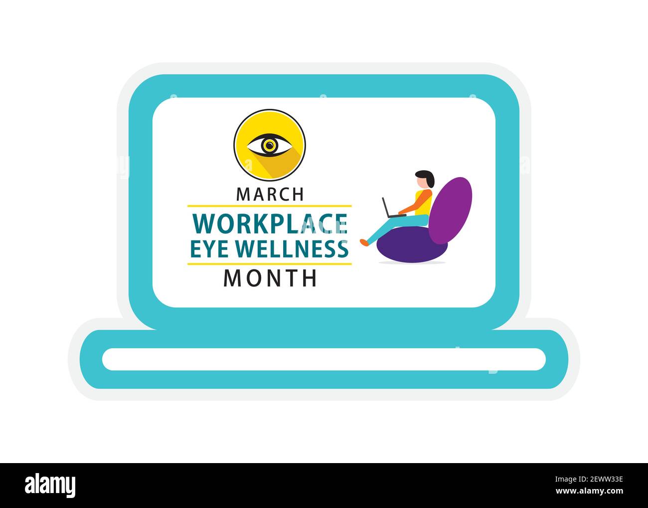 vector illustration of march is workplace eye wellness month theme ...