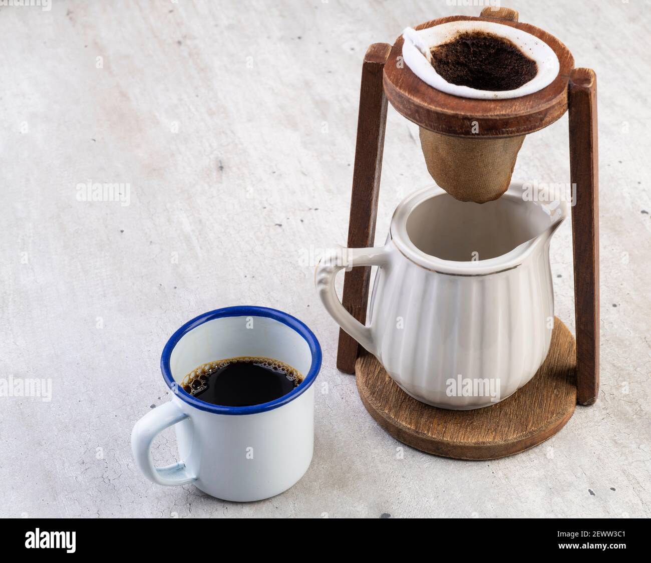 Brazilian tradicional cloth coffee filtering Stock Photo - Alamy