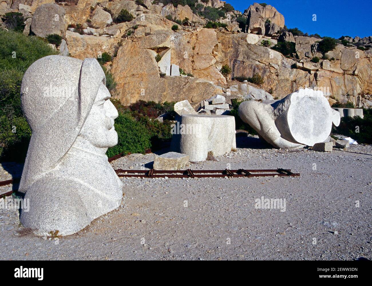Santo Stefano Island, Sardinia, Italy. The unfinished statue (scanned ...