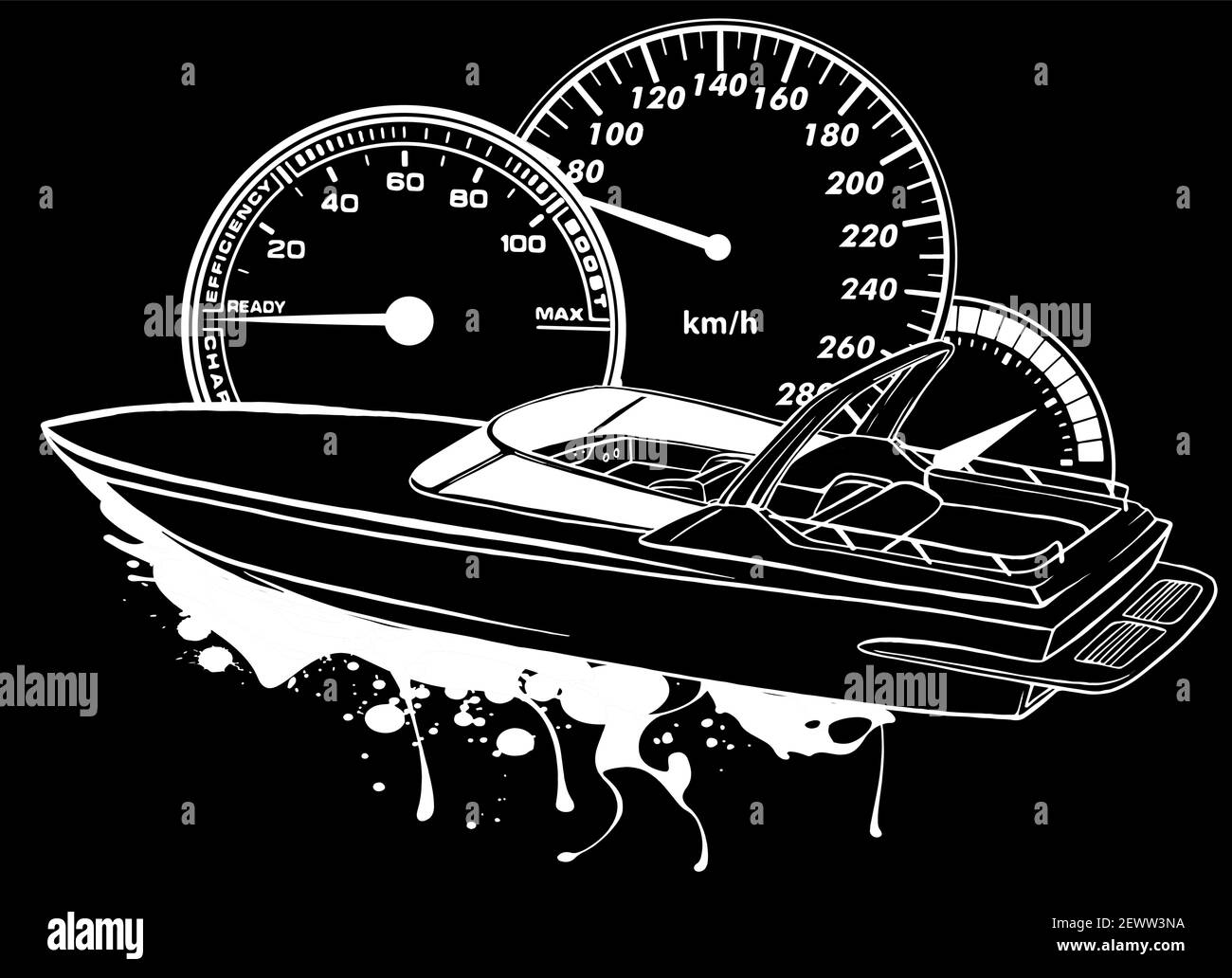 Water Ski Boat Silhouette