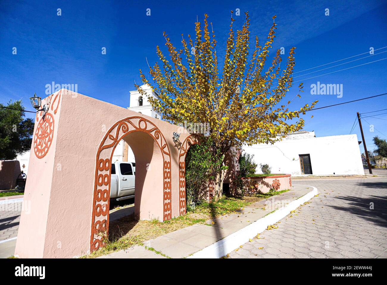 Tree and arch in Tubutama town, Sonora, Mexico. (Photo by Luis ...
