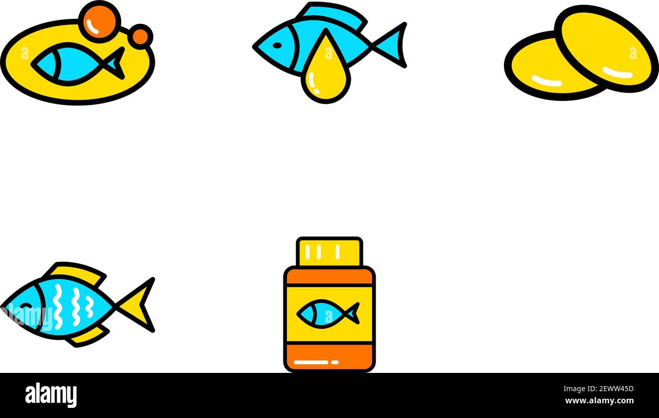 Omega 3 logo design. Fish oil vector design. Fish simple icon set Stock ...