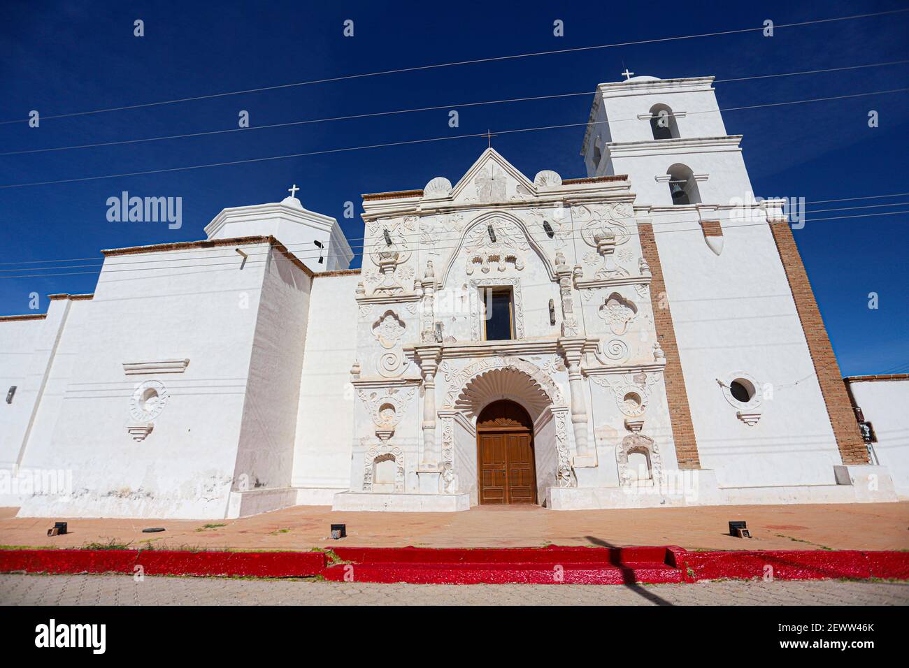 The mission church. Mission San Pedro y San Pablo del Tubutama Historic ...