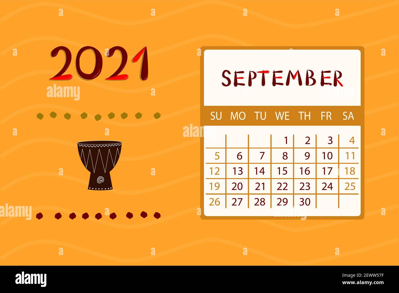 Calendar Africa for September 2021. Week starts on Sunday.Colorful ...