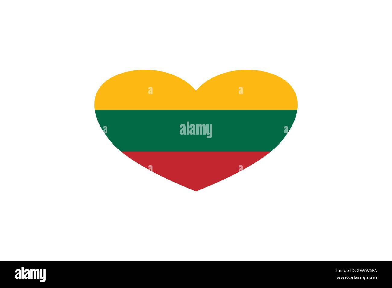 Lithuania flag in the heart shape. Isolated on a white background Stock ...
