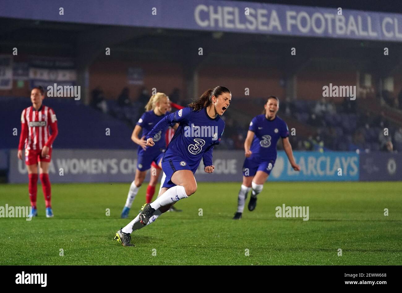 Chelsea’s Maren Mjelde celebrates scoring their side's first goal of ...