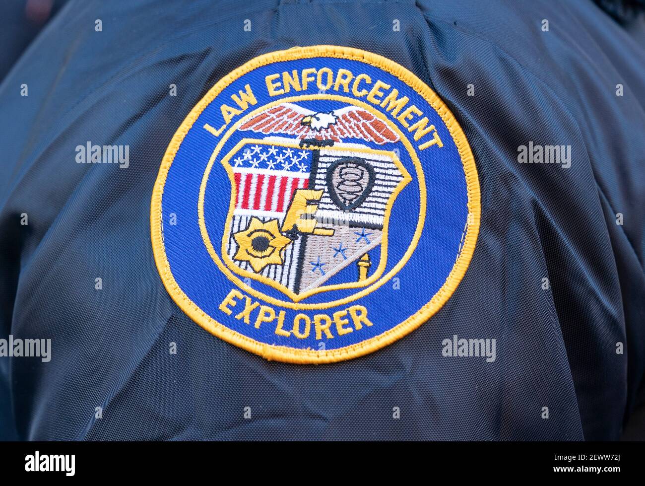 New York, NY - March 3, 2021: Police explorer patch seen at Police ...