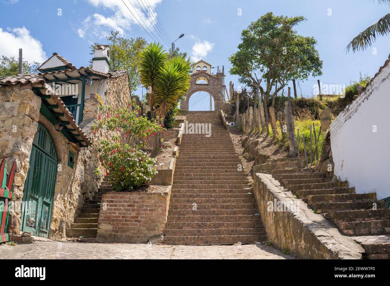 the pretty stairs of the 8 street, Monguí, Boyacá, Colombia Stock Photo ...