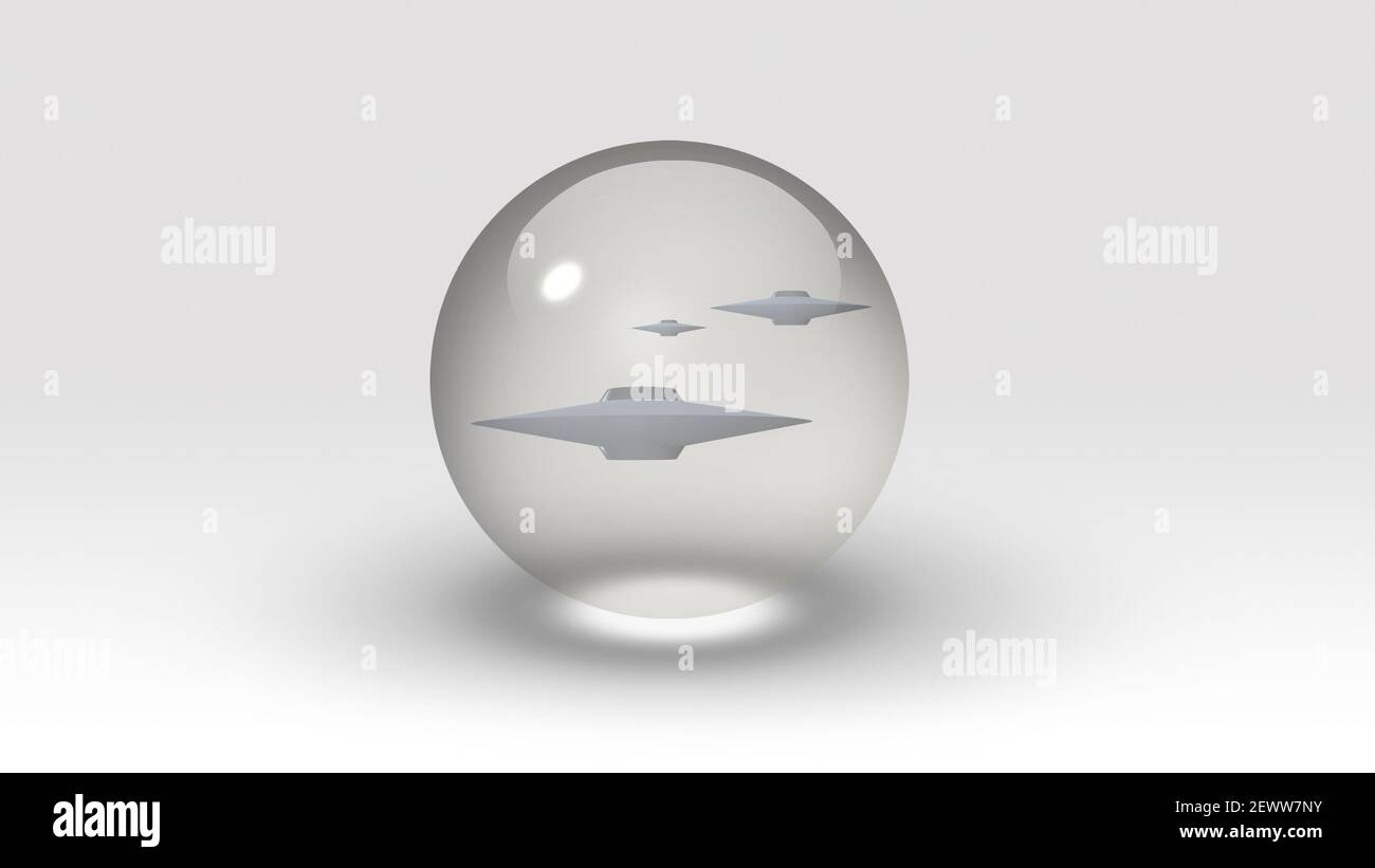 Alien fleet inside bubble. 3d rendering Stock Photo - Alamy