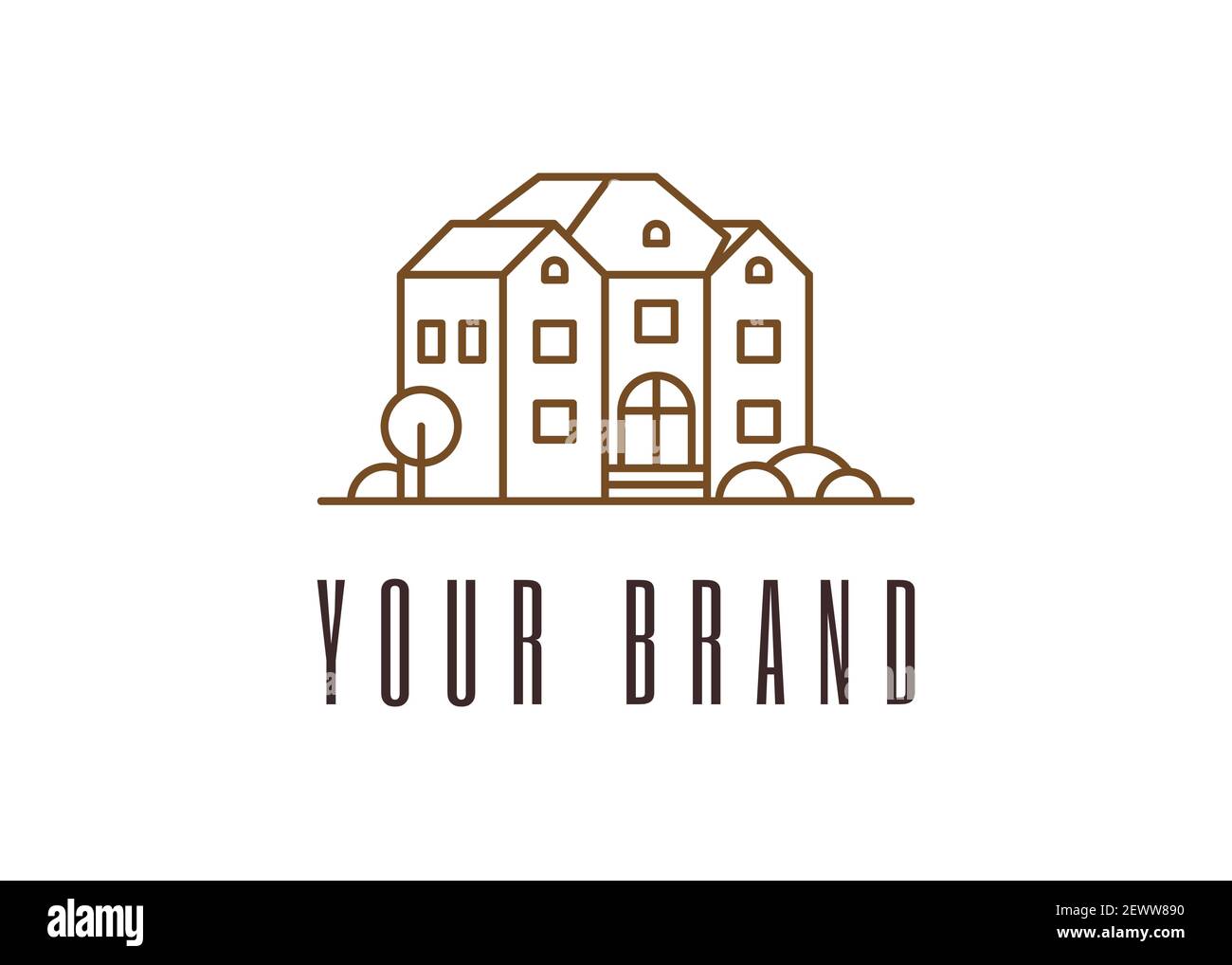 House development linear logo design. Real estate construction brand ...