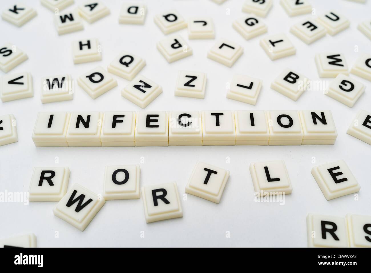 Infection Word and Scattered Alphabet Blocks on White Background Stock ...