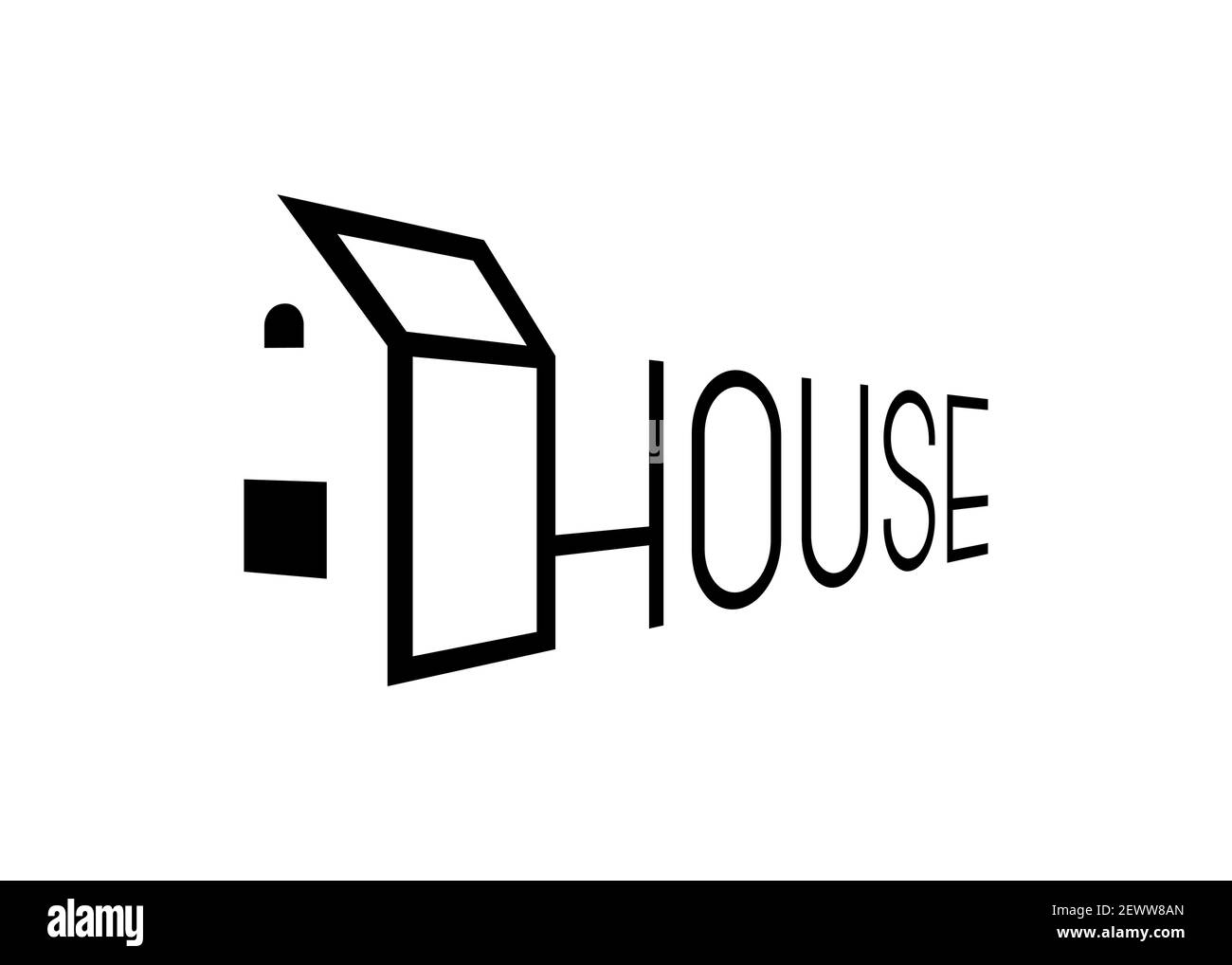 House linear logo perspective design template. Home development linear ...