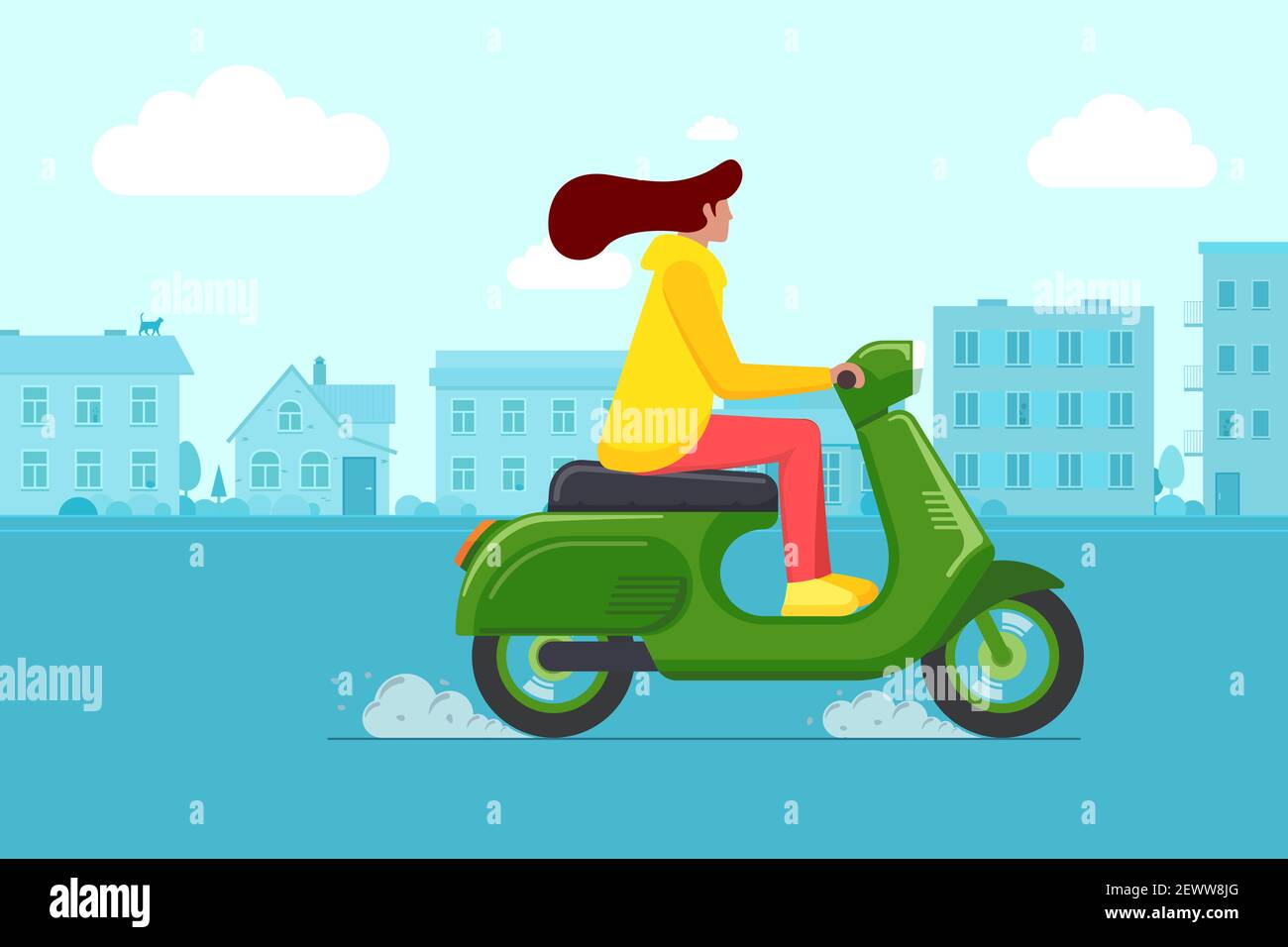 Young woman driving motorbike Stock Vector Images - Alamy