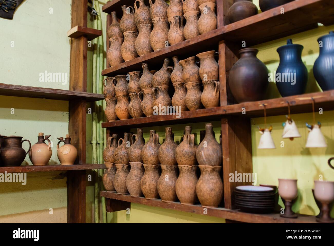 Clay jars at the rural arabic market, handmade Stock Photo - Alamy