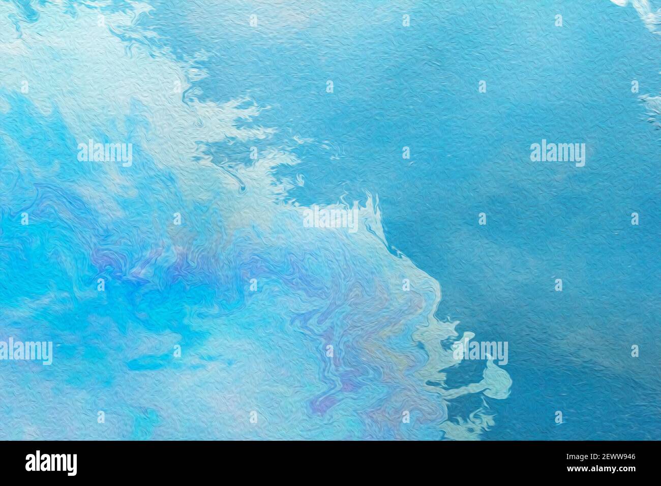 Fantasy gasoline spot on water stylization of image with oil paint like ...