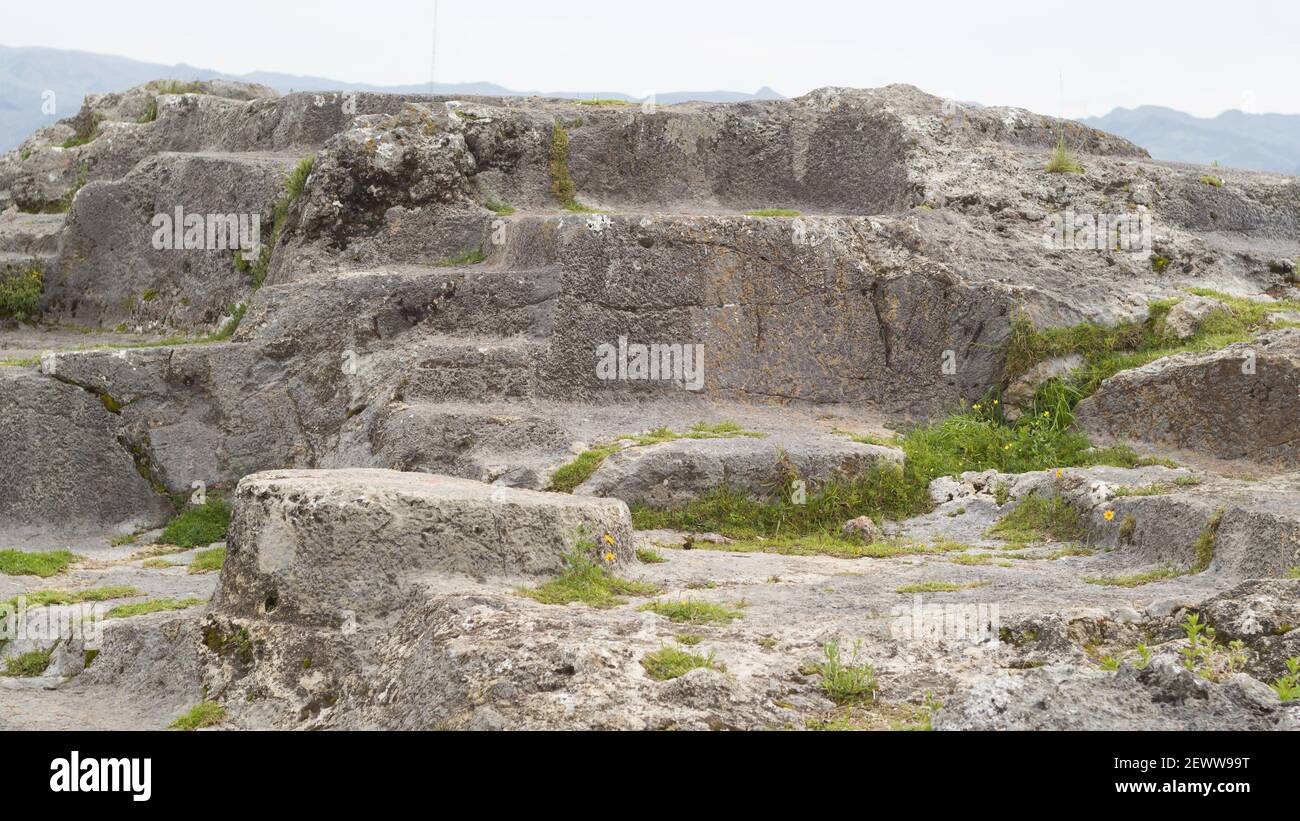 Inca carved stone platforms at sacsayhuaman complex, Cusco Peru -from ...