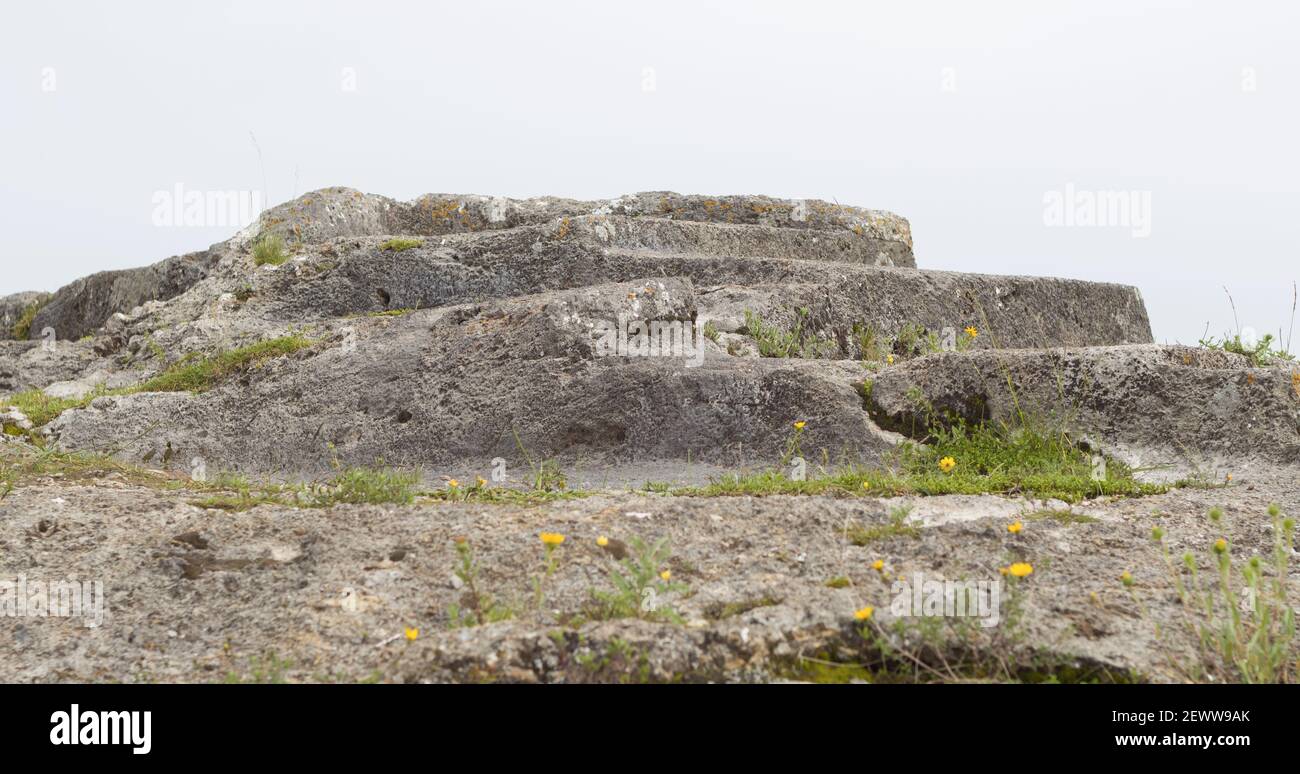 Inca carved stone platforms at sacsayhuaman complex, Cusco Peru -from ...