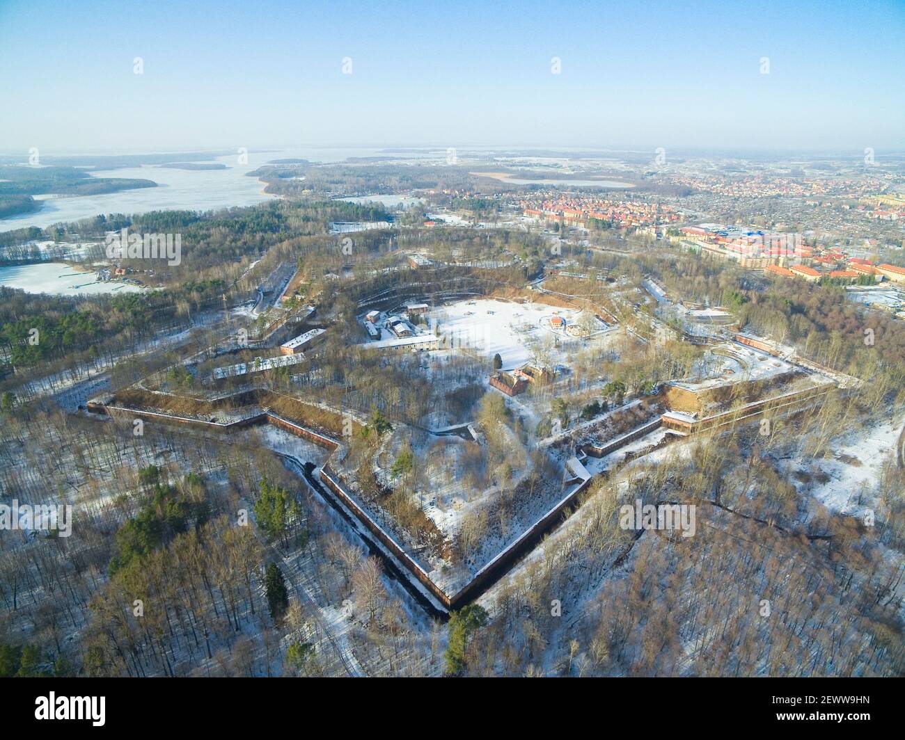Star-shaped hexagon Prussian Boyen Fortress in Gizycko, Poland (former ...