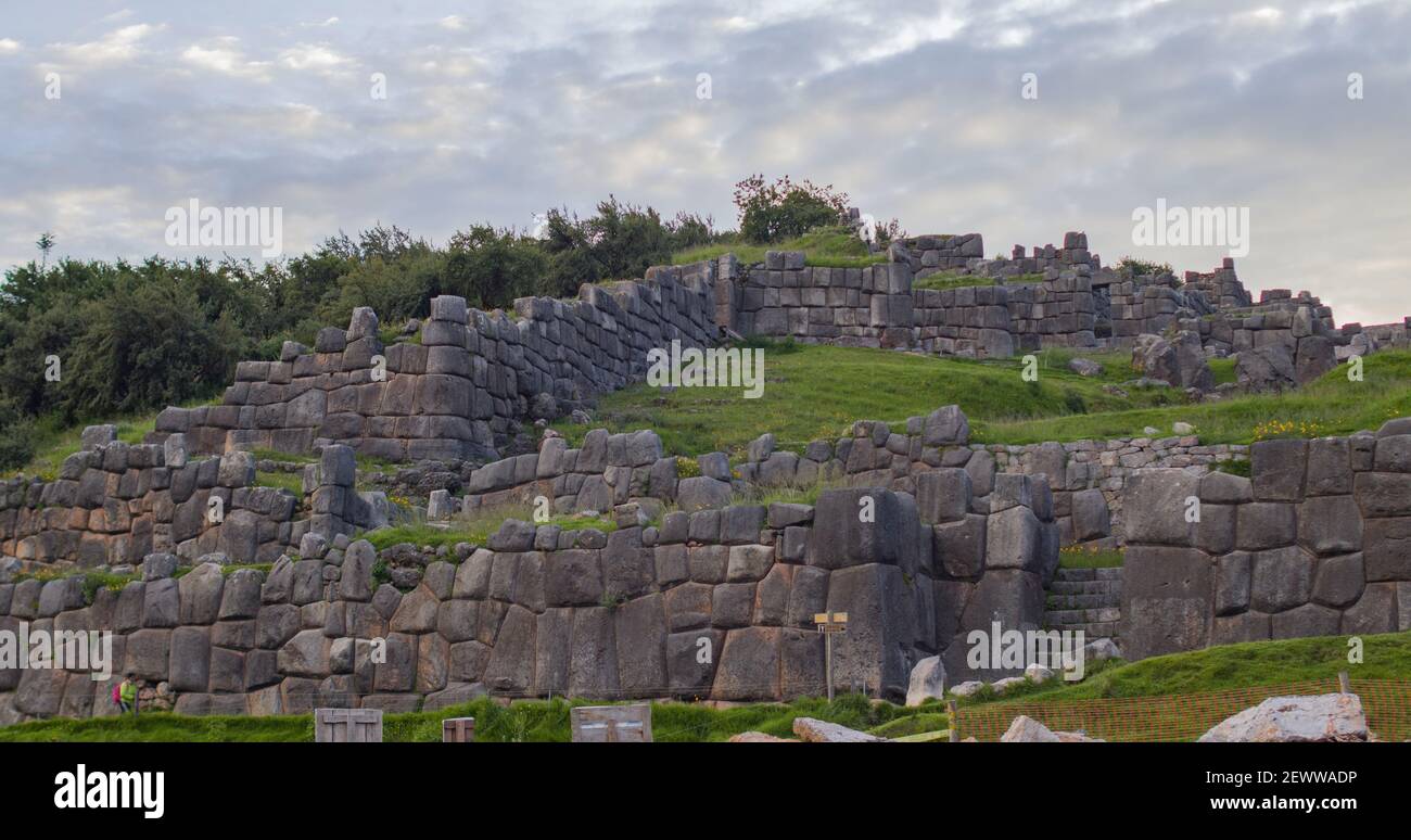 Sacsayhuaman archaeological complex and masonry in cusco Peru Stock ...