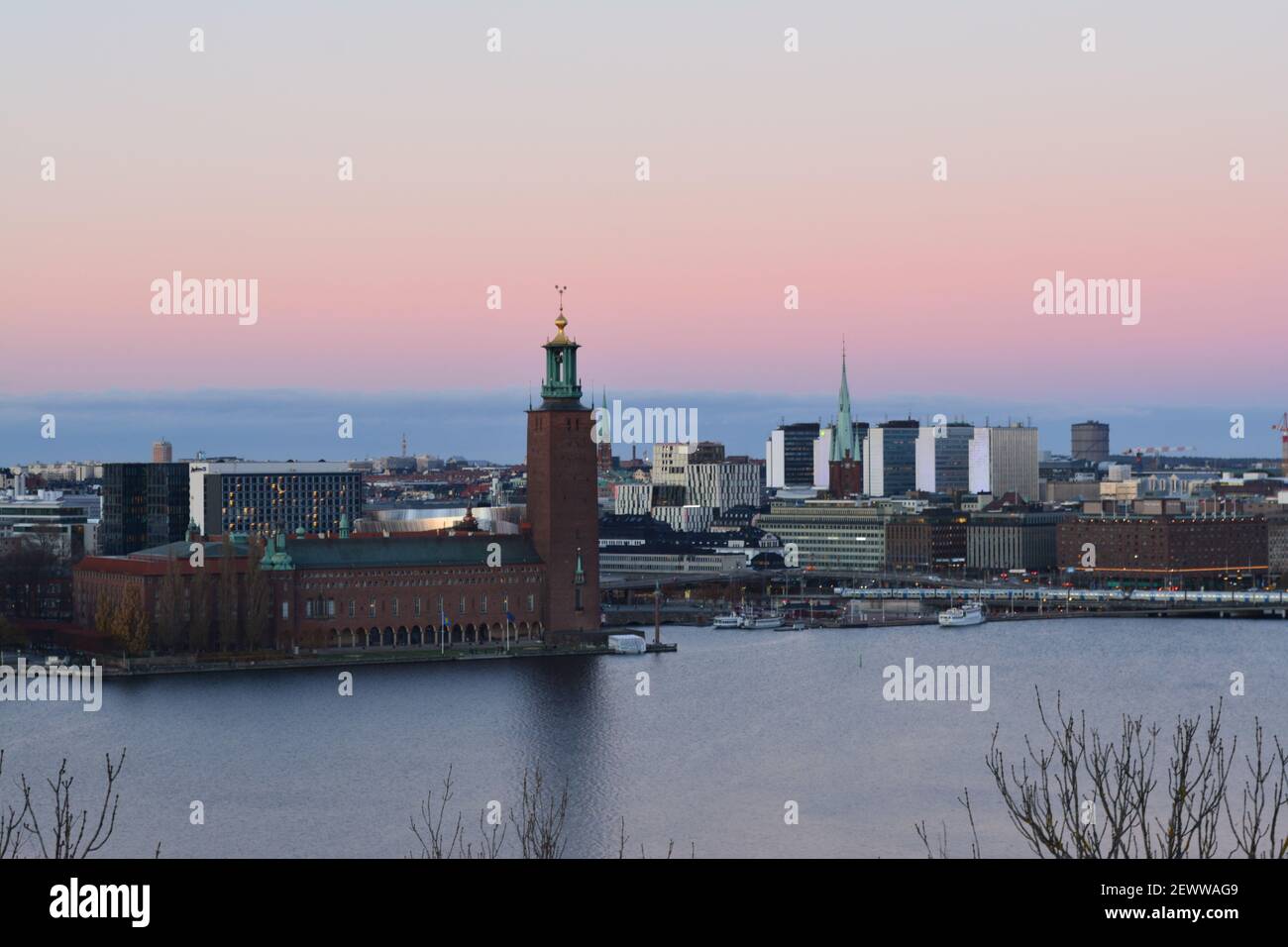 A scenic view of the City Hall castle in the Old Town (Gamla Stan) in ...
