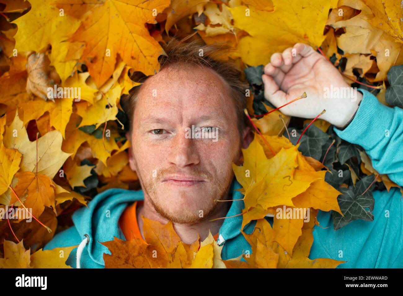 Man lying on fallen tree hi-res stock photography and images - Alamy
