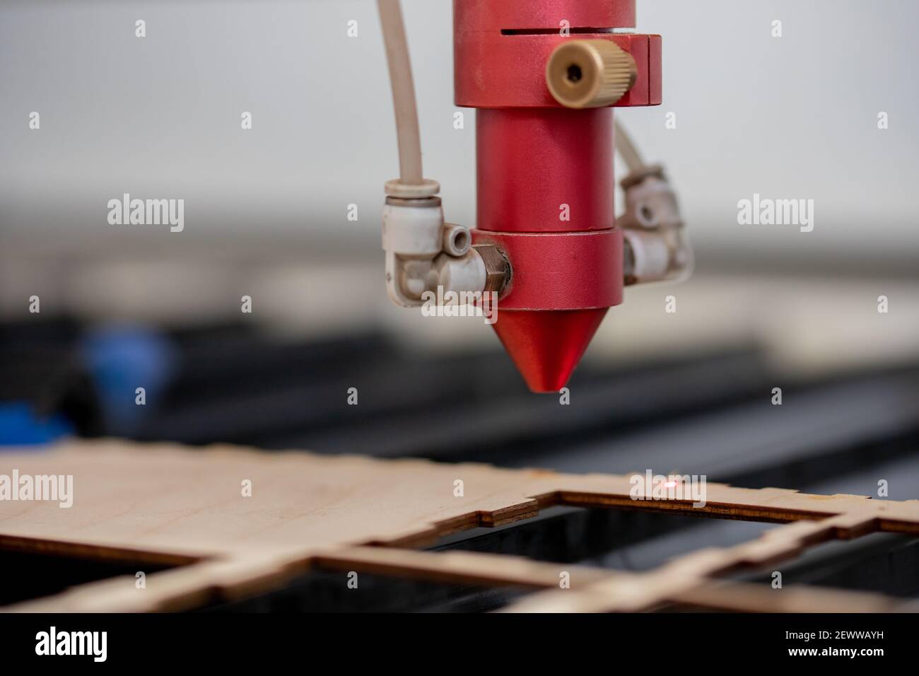 Laser CNC cutting wood. Modern machine industrial technology Stock ...