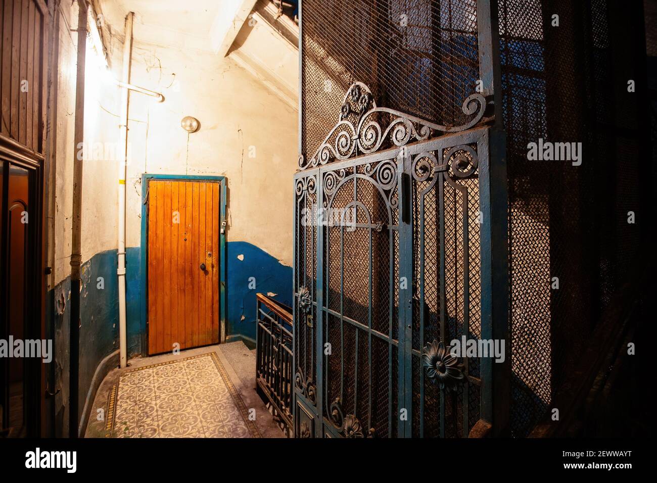 Old vintage rusty elevator gates in old mansion Stock Photo - Alamy