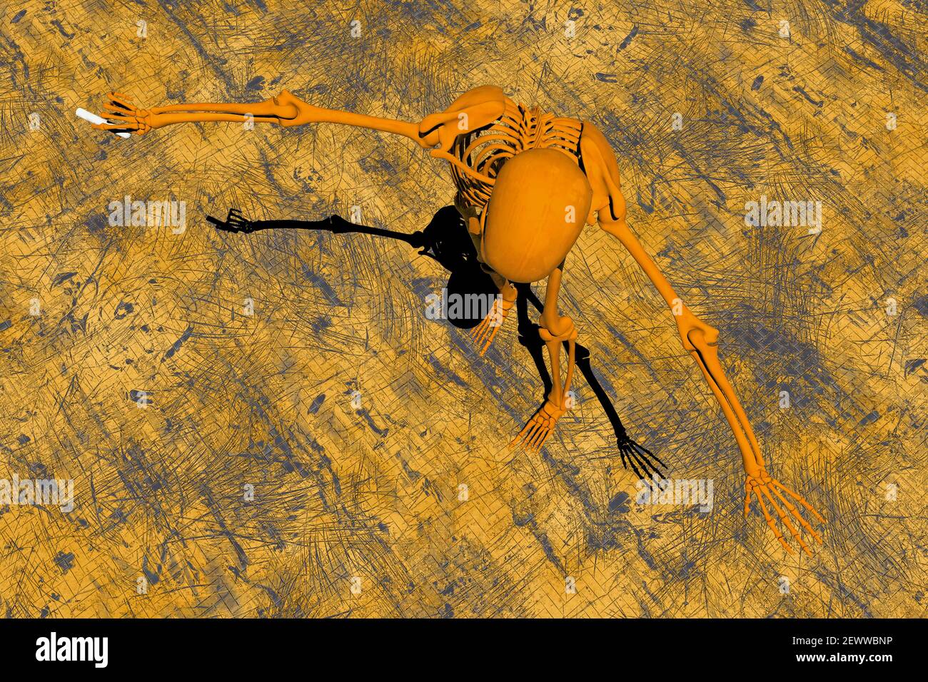 A 3D rendering of a celebrating skeleton with a marijuana cigarette in ...