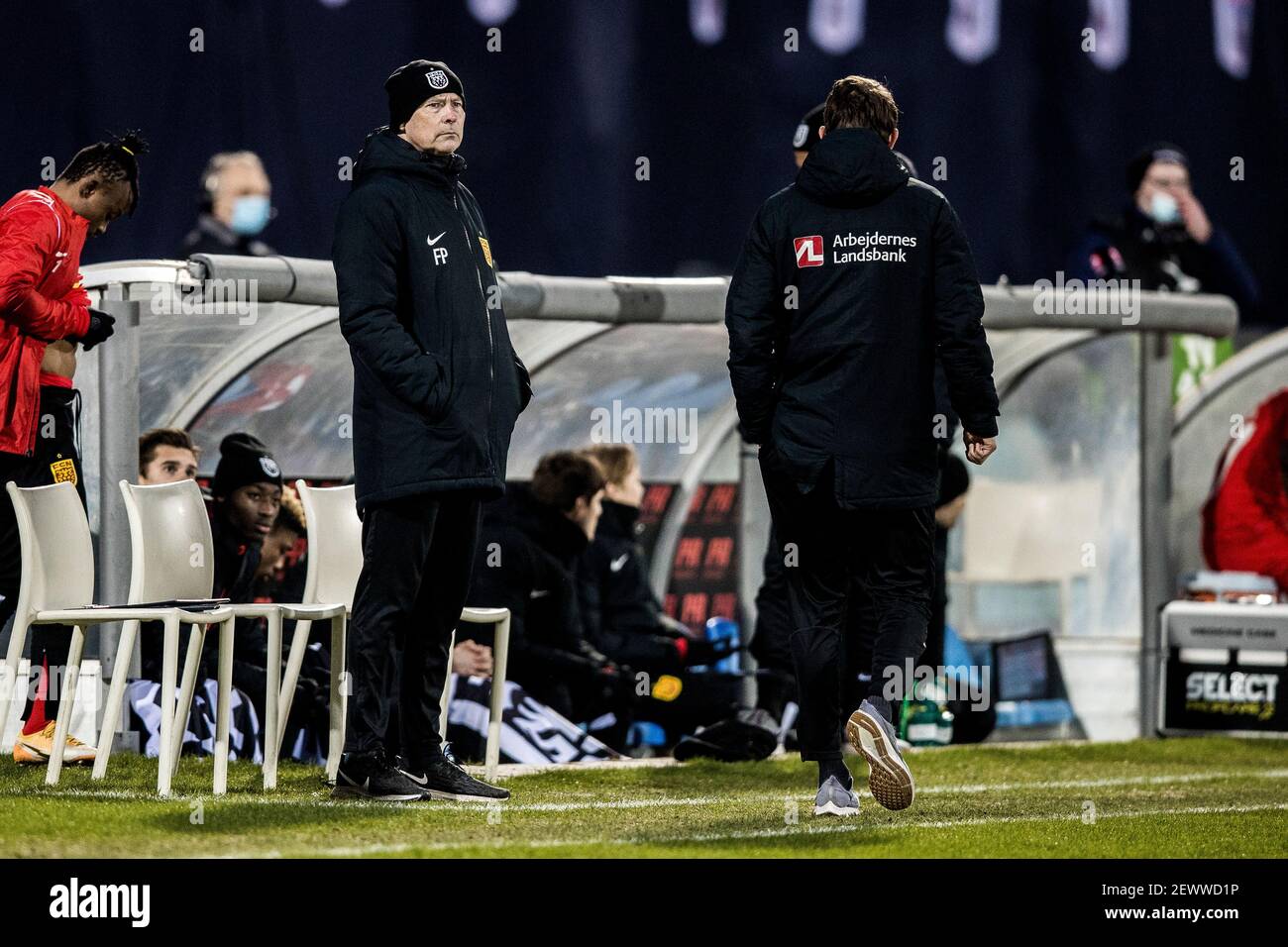 Aarhus, Denmark. 03rd Mar, 2021. Head coach Flemming Pedersen of FC ...