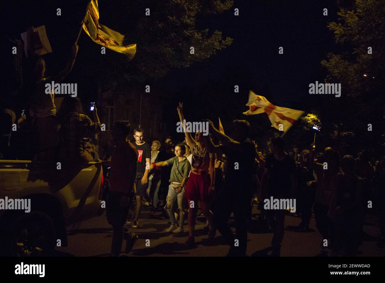 TBILISI, GEORGIA - Jun 27, 2020: Georgian protests in front of the ...