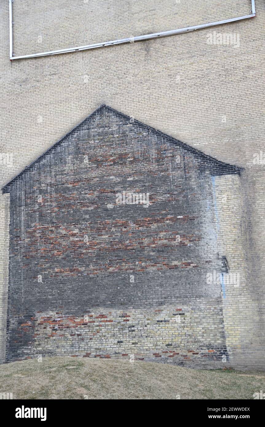 ghost outline or silhouette of a building that has since been ...