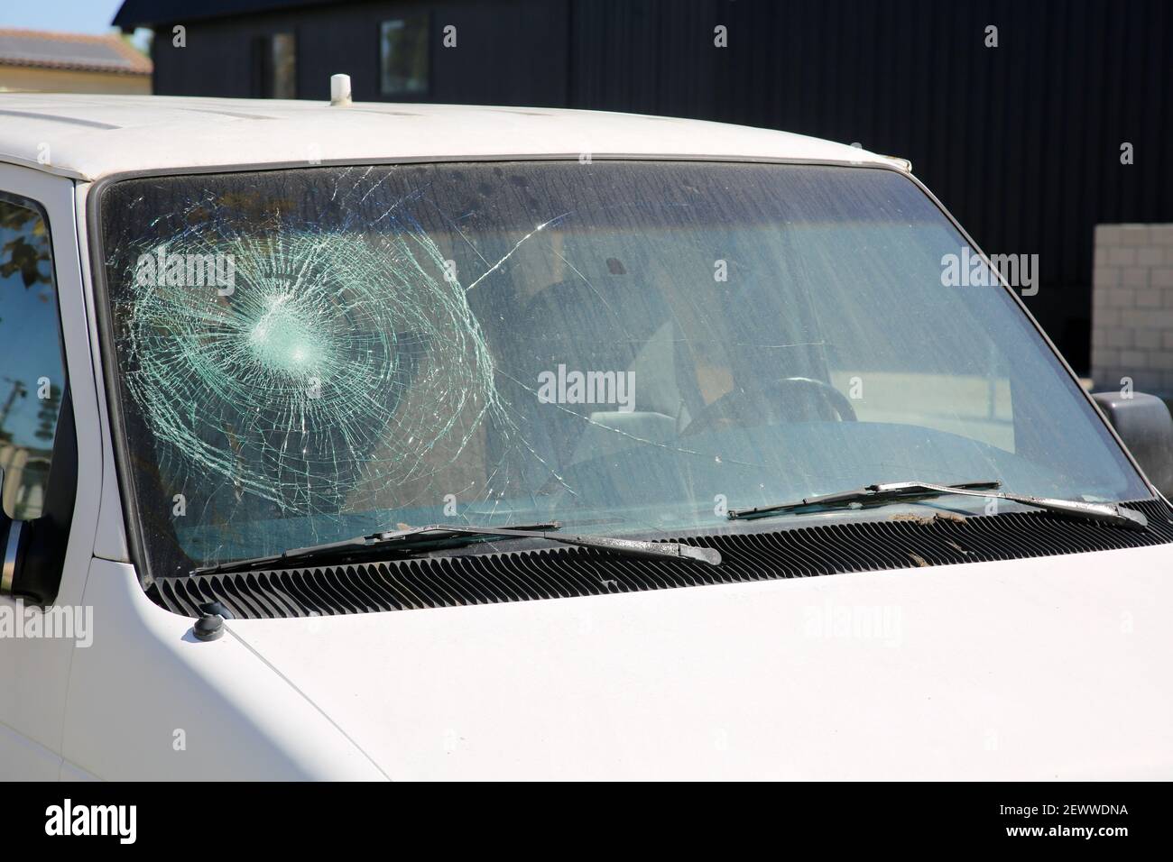 Broken White Car Window