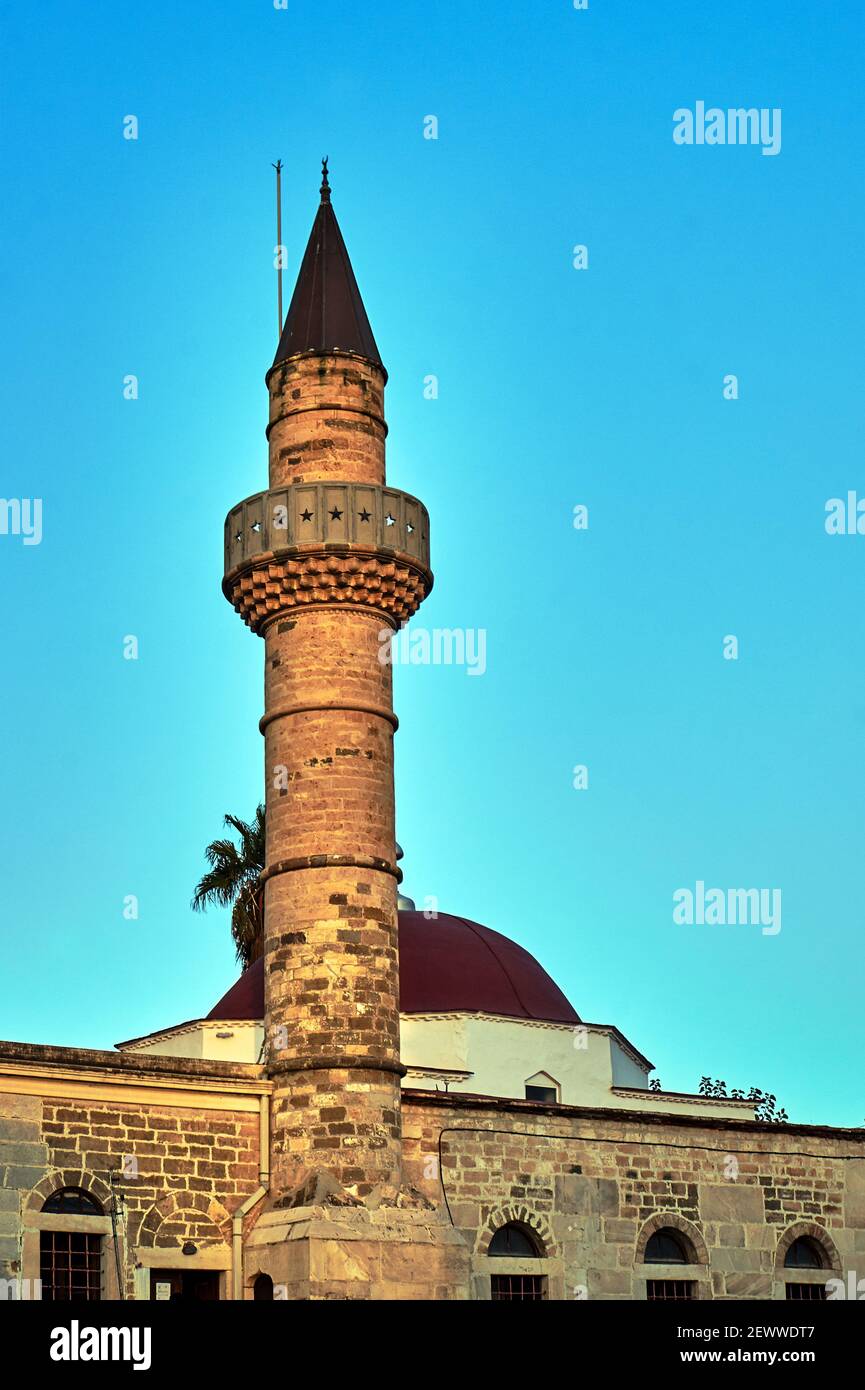 Turkish mosque with minaret in Kos in Greece Stock Photo - Alamy