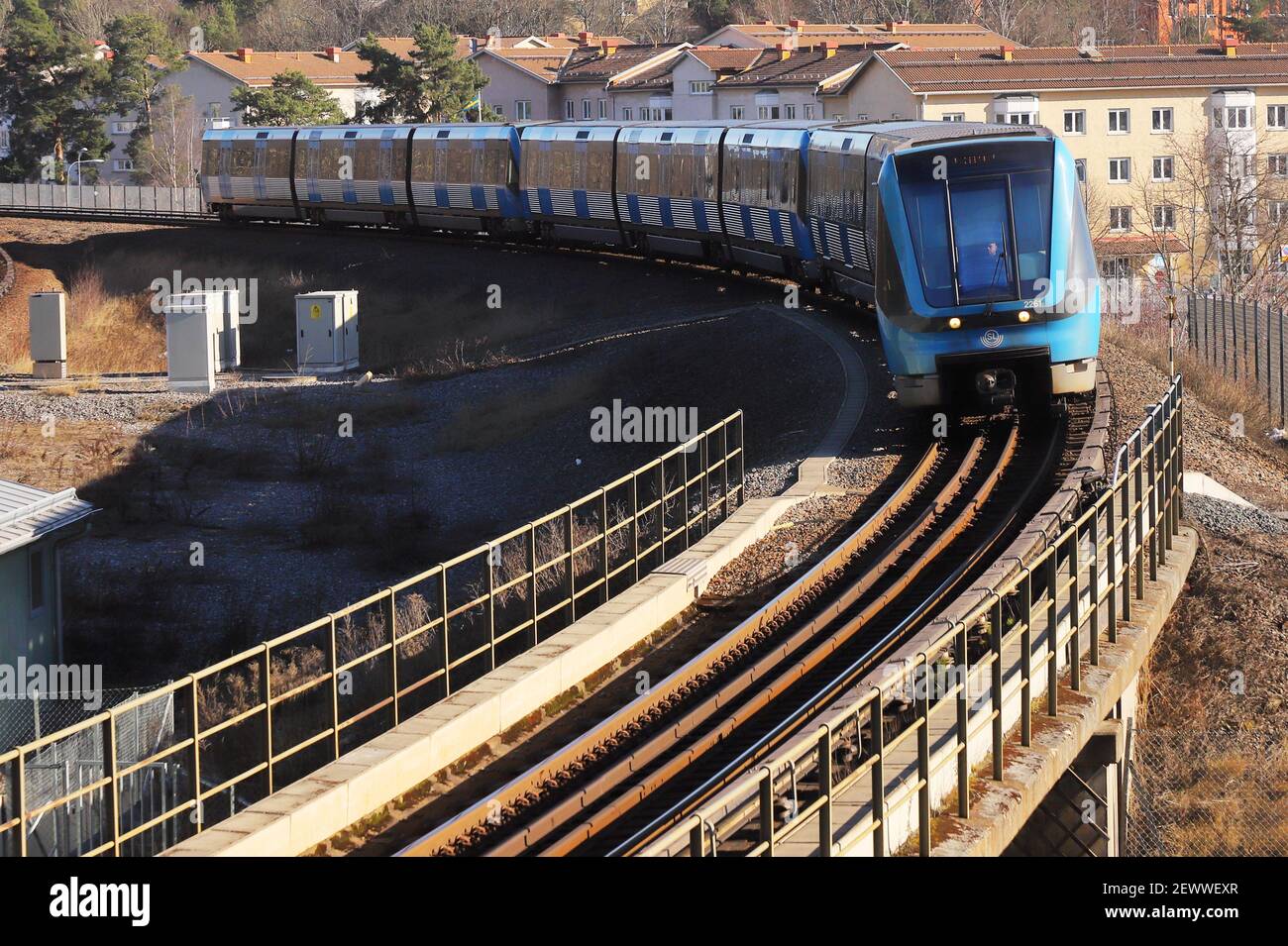 Stockholm, Sweden - March 3, 2021: View of the C20 stock metro train ...