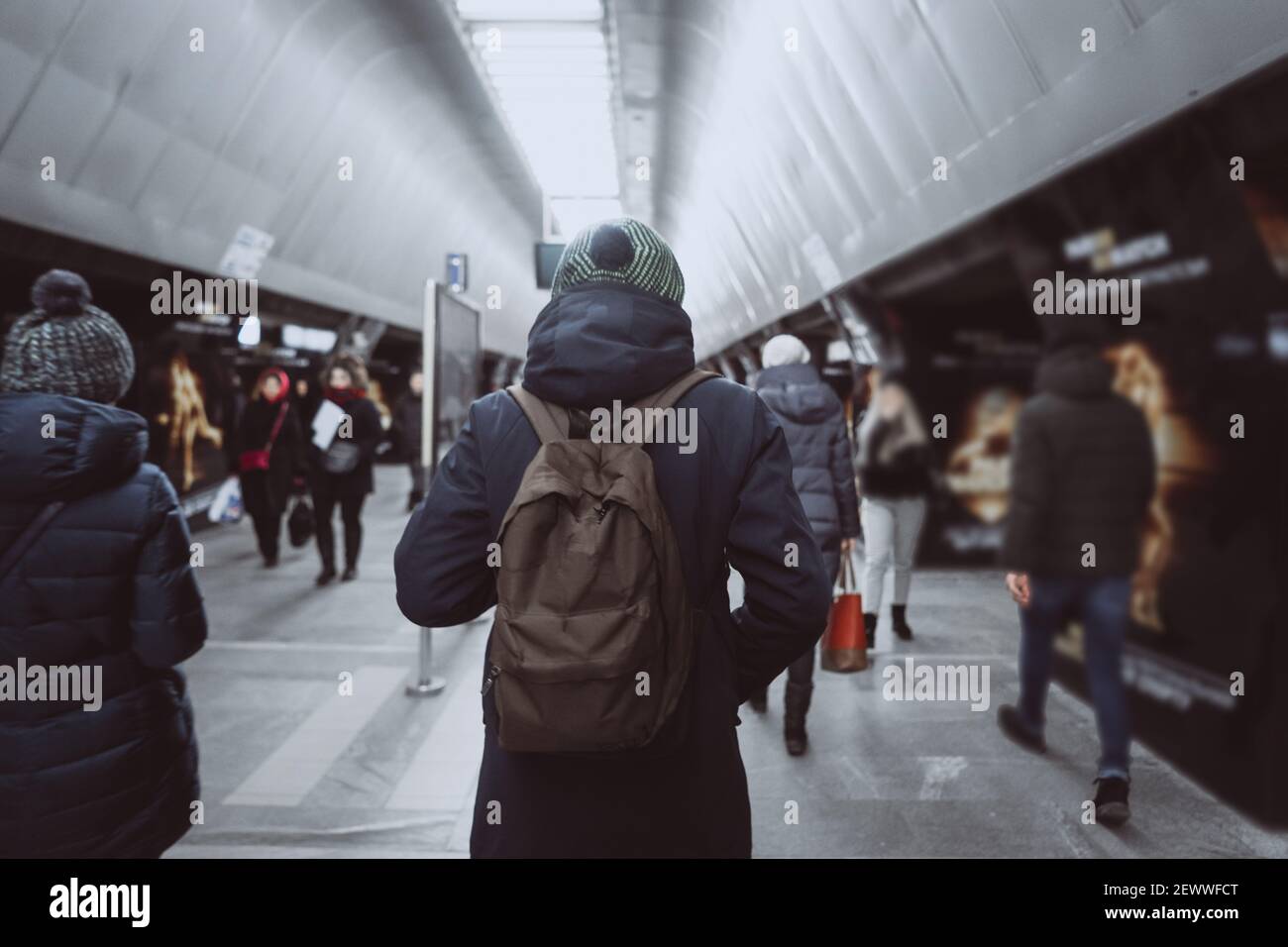 Man from the back in the subway. People in metro Stock Photo - Alamy