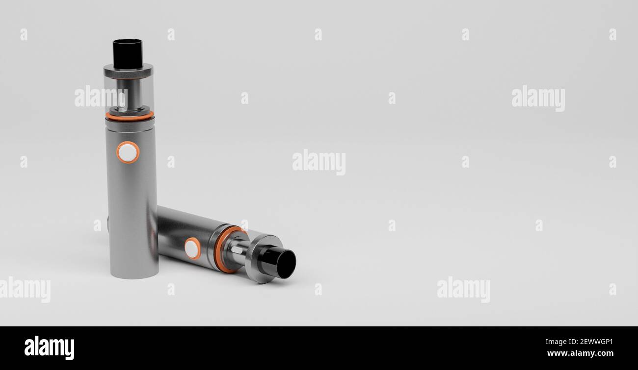 electronic cigars silver with orange details on white background and ...