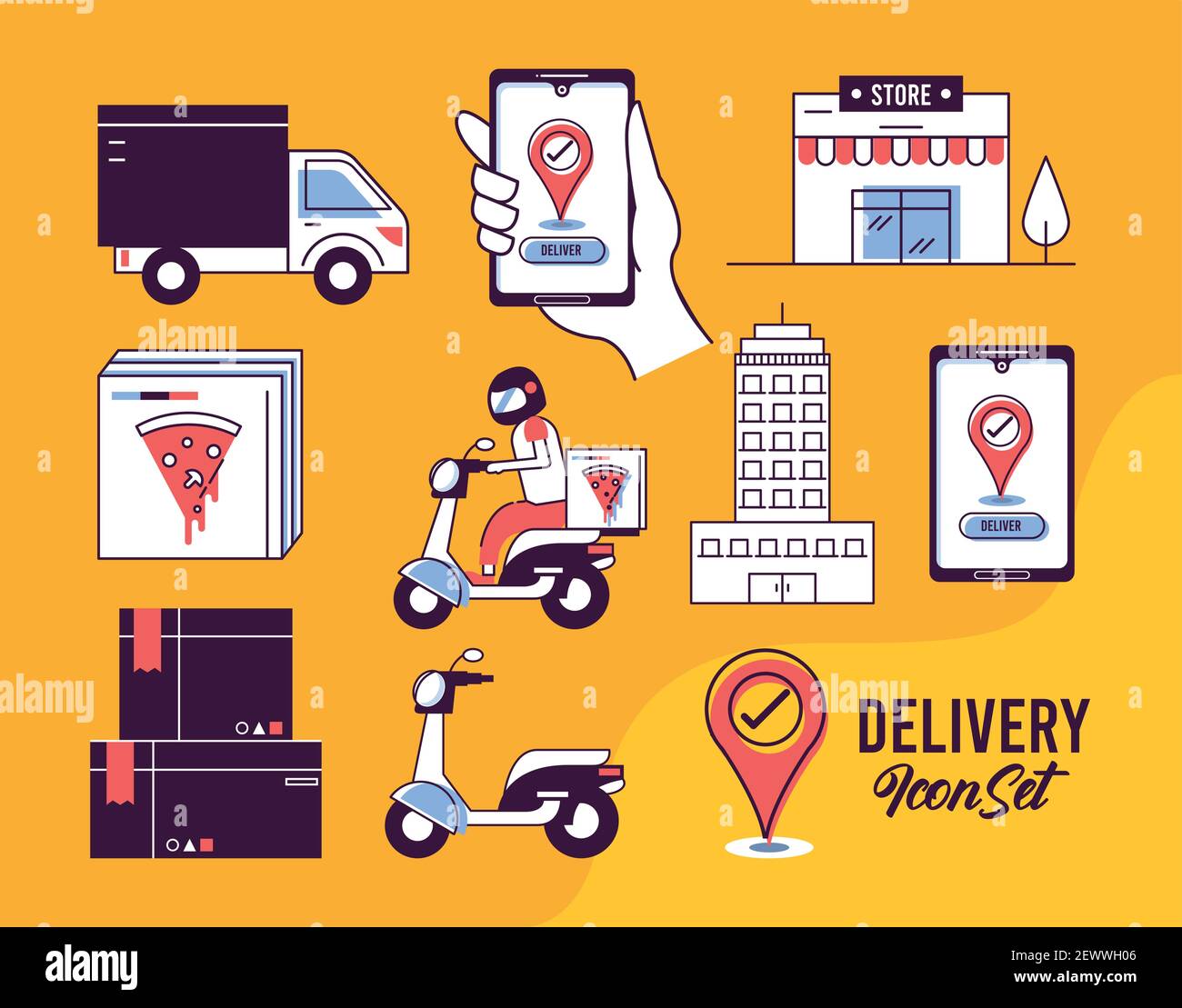 delivery service set ten icons Stock Vector Image & Art - Alamy