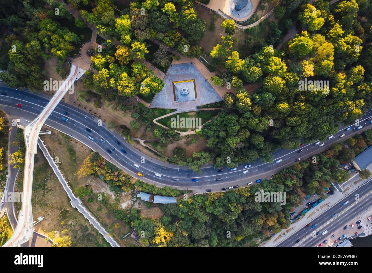 Aerial drone view of new pedestrian bridge from above Stock Photo - Alamy