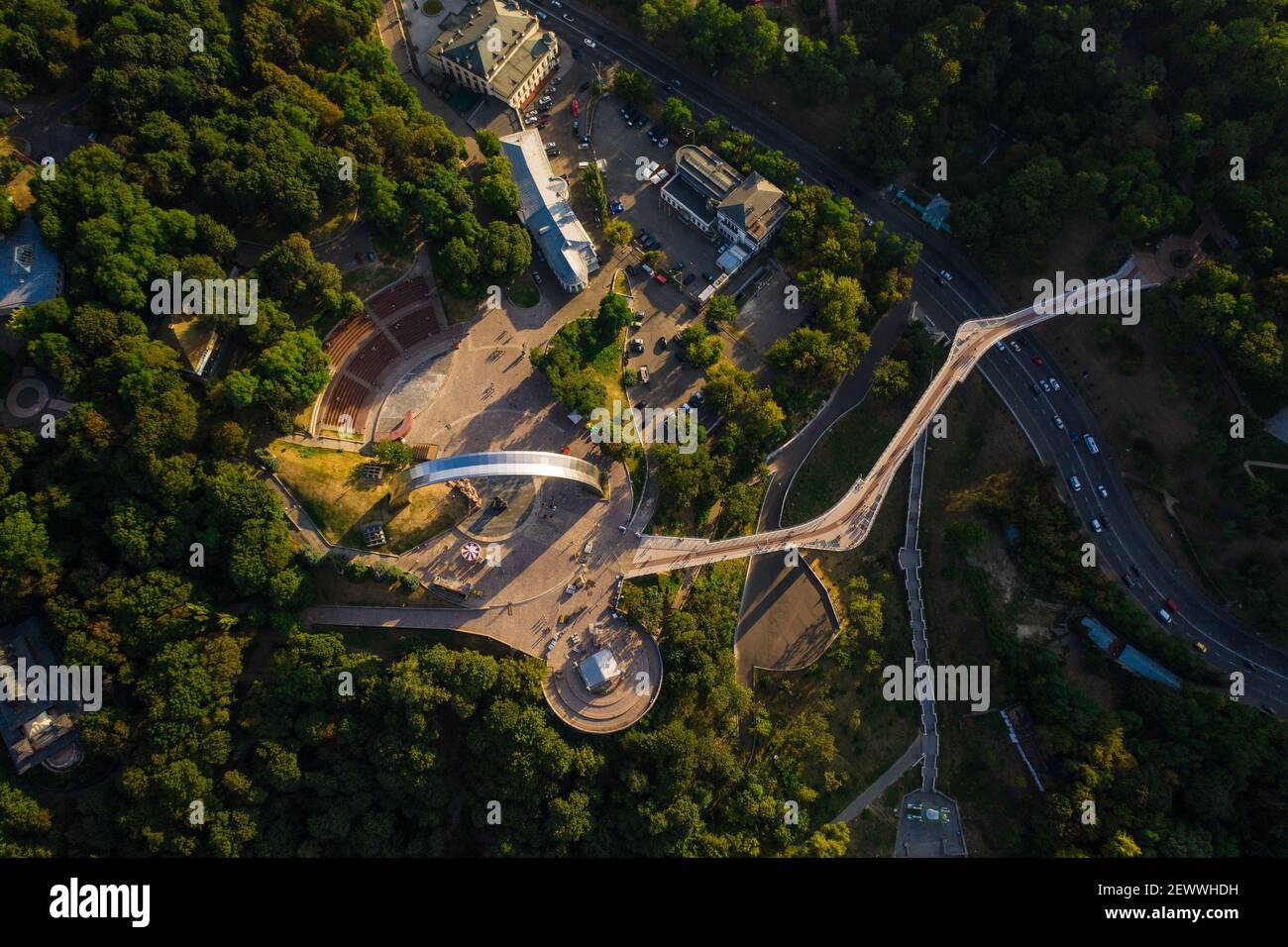 Aerial drone view of new pedestrian bridge from above Stock Photo - Alamy