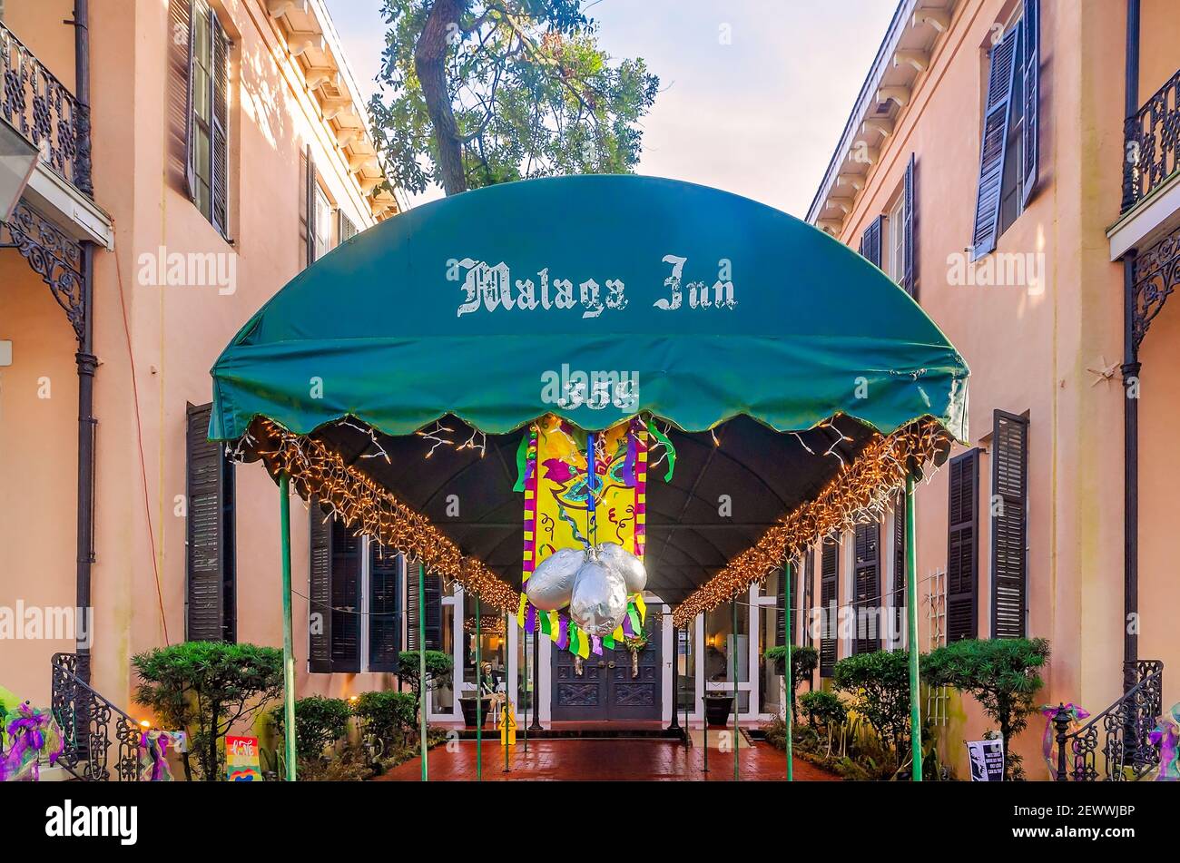 The historic Malaga Inn entrance features a covered walkway, Feb. 27 ...