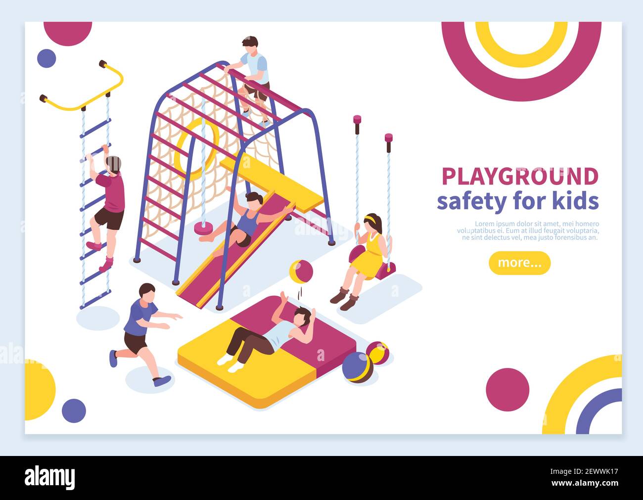 Children sport complex concept banner background composition with kids ...