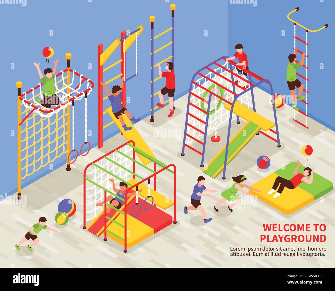 Children sport complex composition with indoor gymnastic area for kids ...