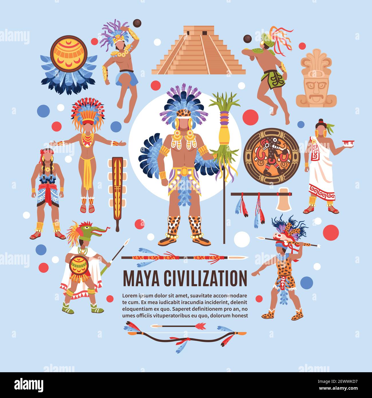 Maya civilization background composition of ethnic human characters ...