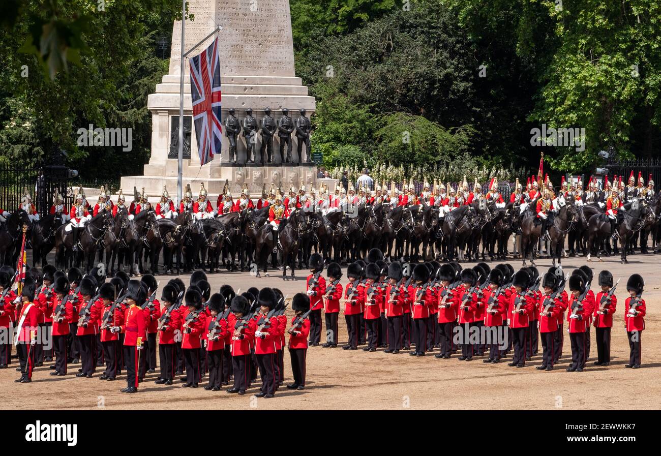 Trooping the Colour parade at Horse Guards, Westminster with the Guards ...