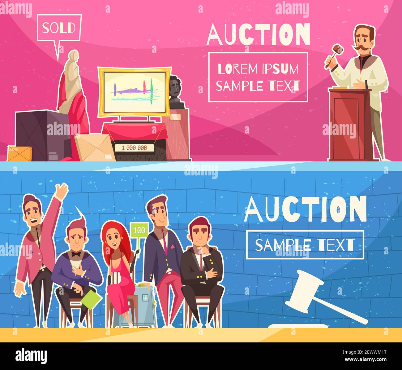 Auction Horizontal Banners Set Stock Vector Image & Art - Alamy