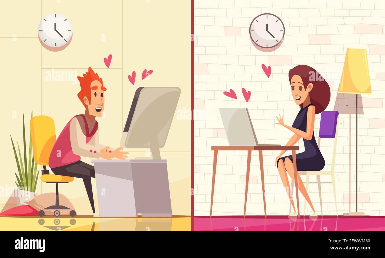 Virtual and real love compositions set with domestic interiors and ...