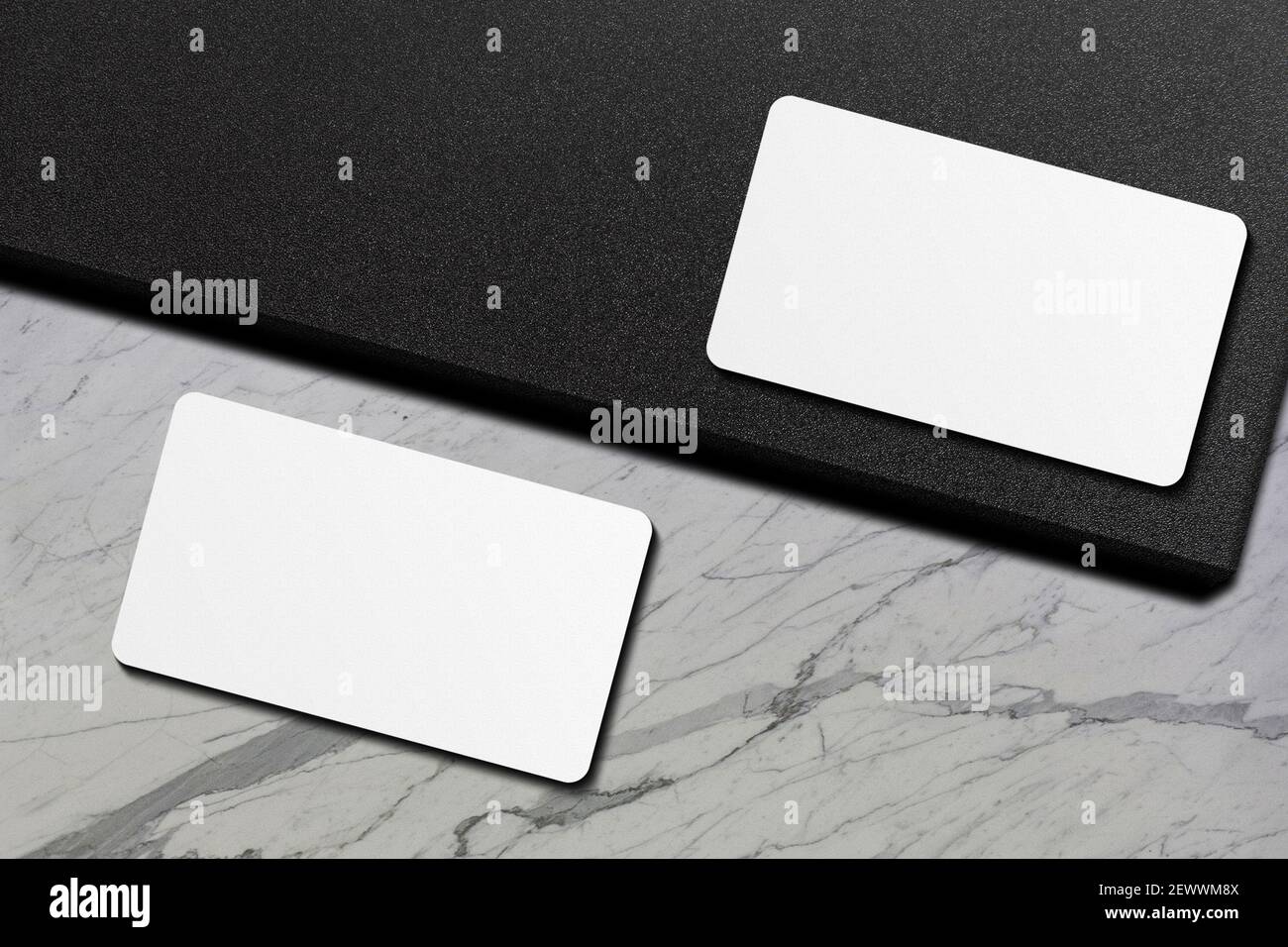 Realistic blank rounded corner business card illustration for mockup ...